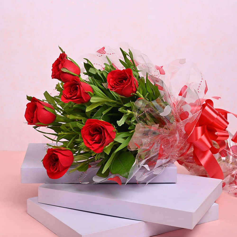 Buy null-Bunch Of 6 Red Roses