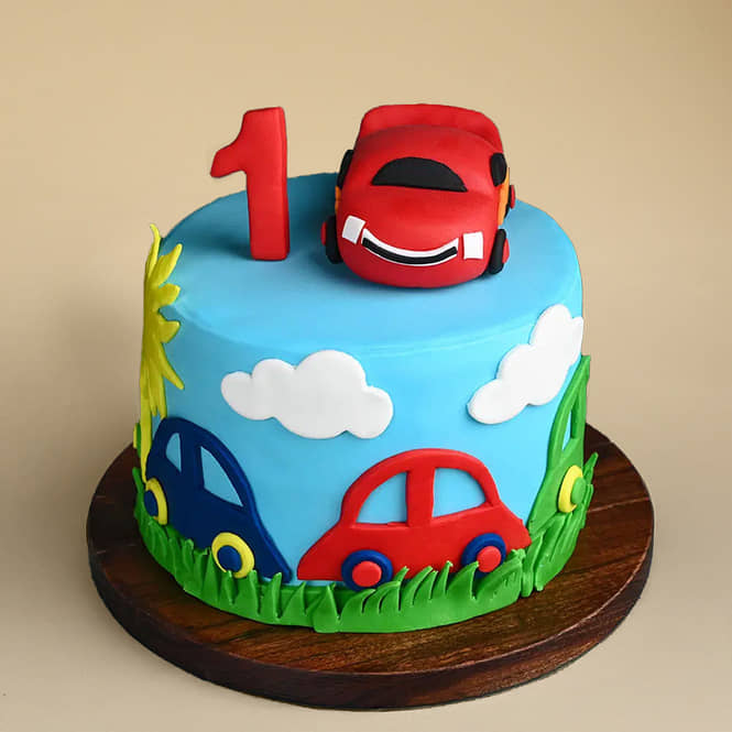 Buy Vibrant Cars Birthday Cake Online - Order Now
