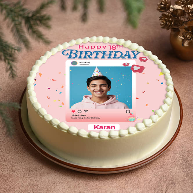 Buy Insta King Eighteenth Photo Birthday Cake Online - Order Now