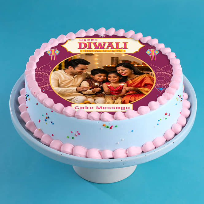 Buy Personalised Happy Diwali Photo Cake Online - Order Now