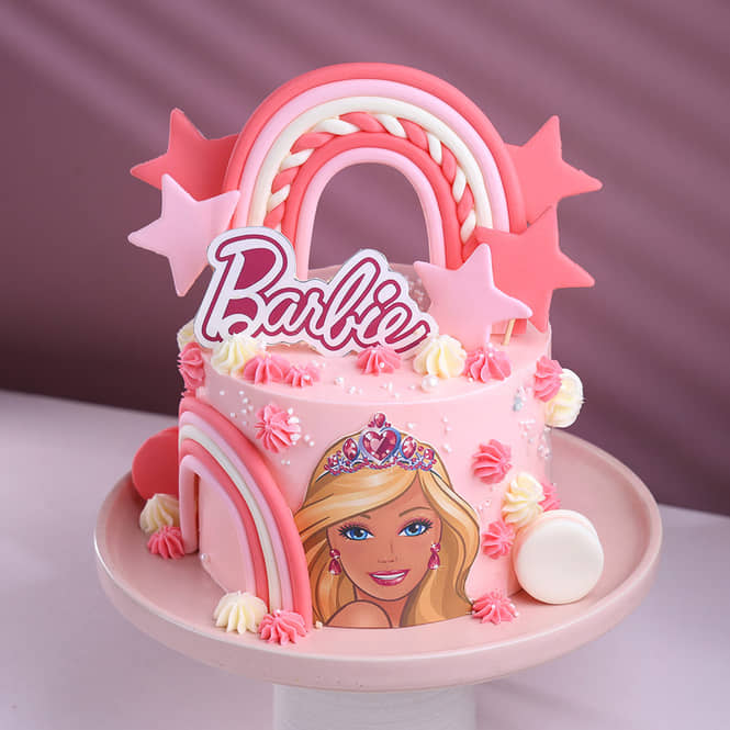 Buy Pink Barbie Theme Cake Online - Order Now