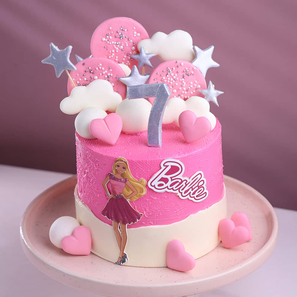 Buy Pink Cloudy Barbie Theme Cake Online - Order Now