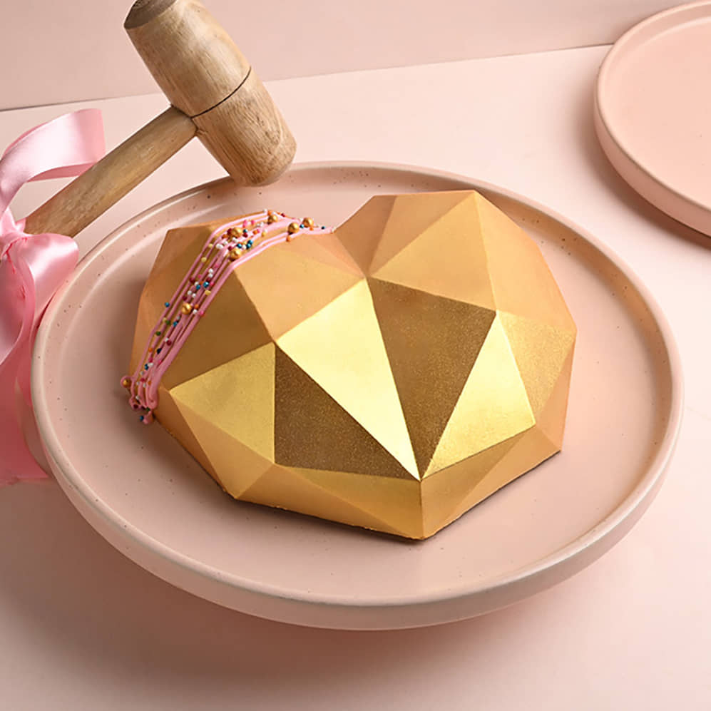 Buy Golden Heart Pinata Chocolate Cake Online - Order Now