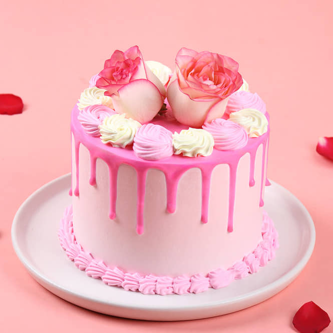 Buy Pastel Rose Drip Cake Online - Order Now