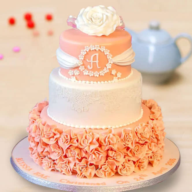 Buy 3 Tier Anniversary Fondant Cake Online - Order Now