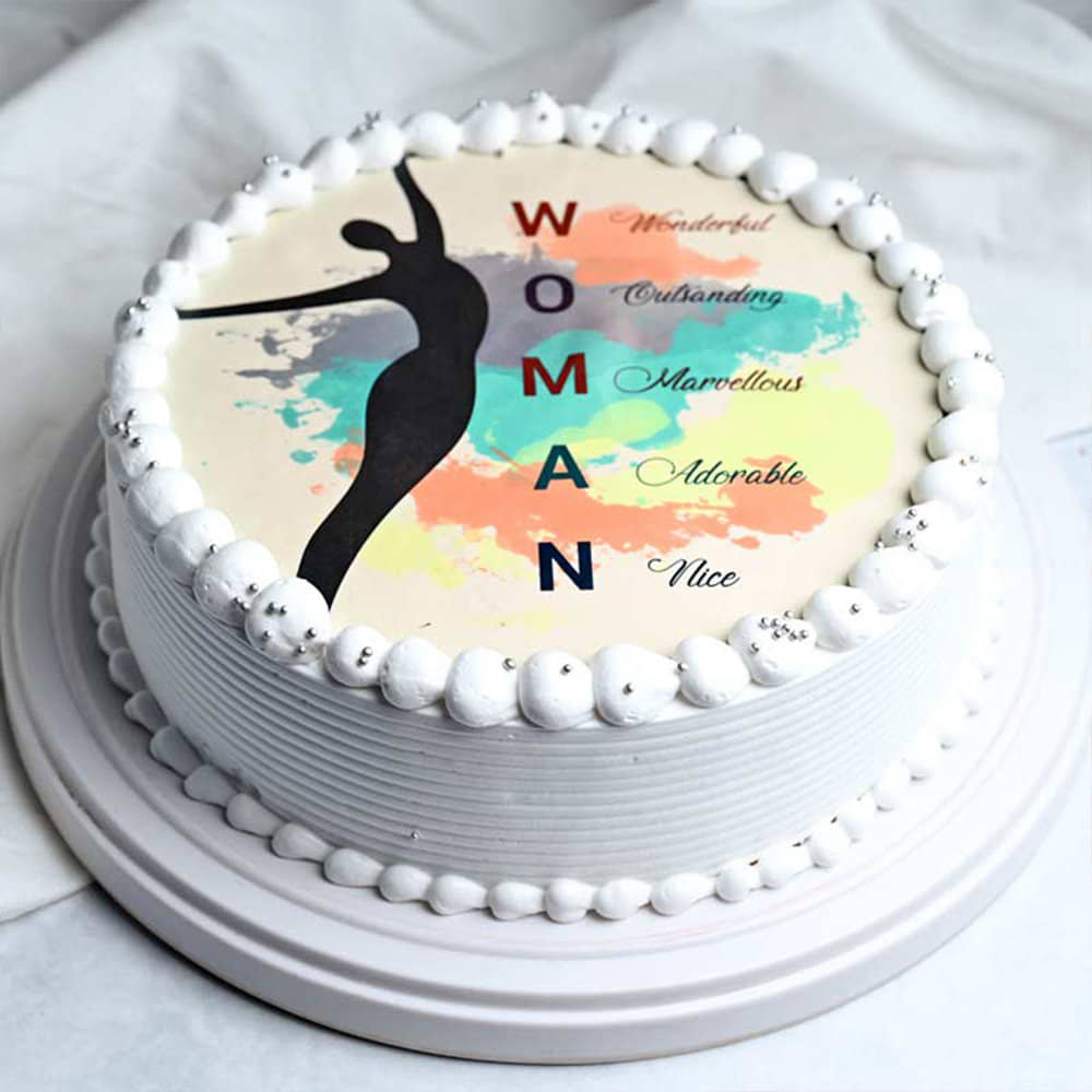 Buy Round Colorful Womens Day Photo Cake-Wonderful Womens Day Cake