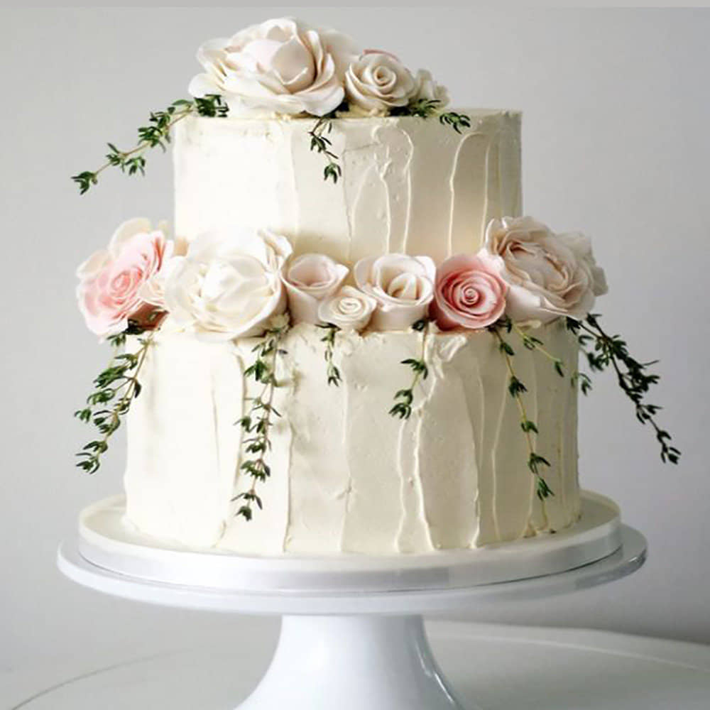 Buy Textured Two Tier Floral Cake Online - Order Now